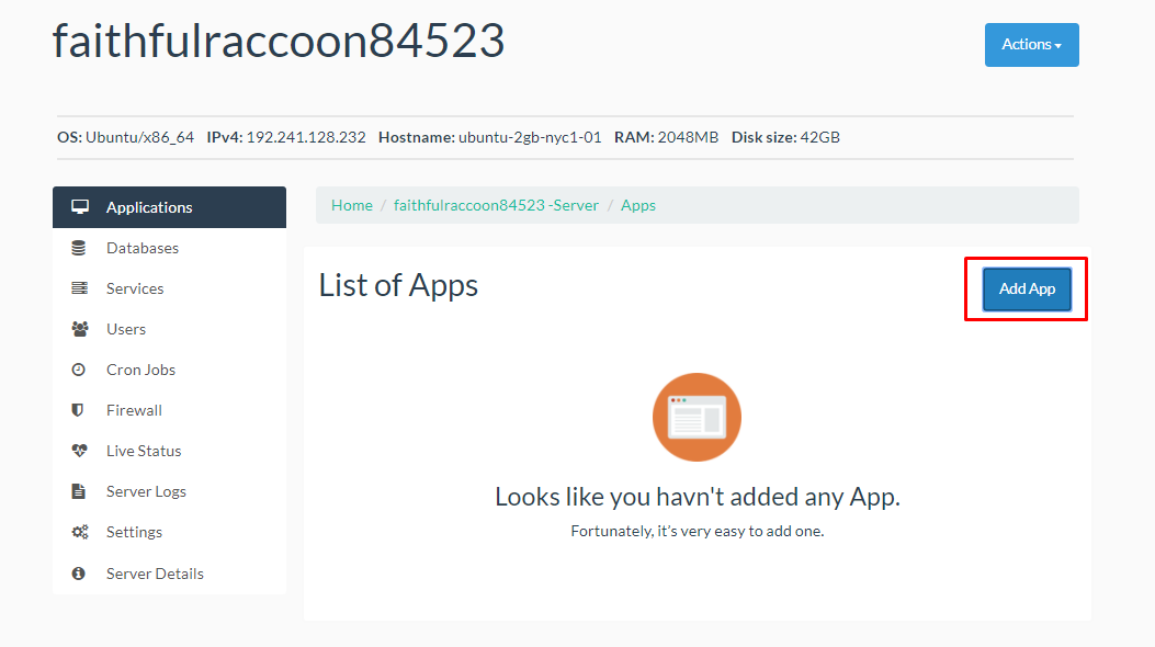 Add App to Server - SetupServer.io