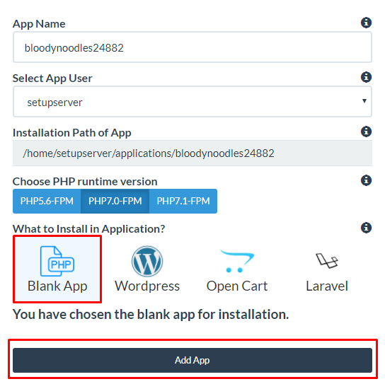 Add App to Server - SetupServer.io