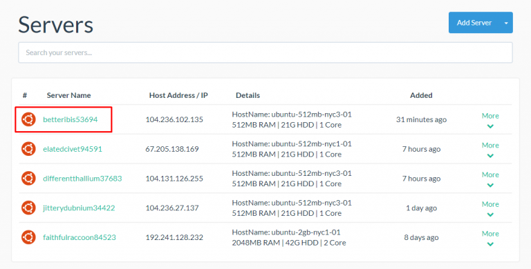 View Server Status - SetupServer.io