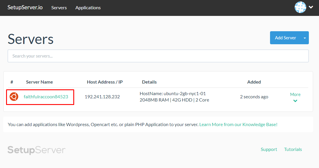 Add Server to SetupServer - SetupServer.io