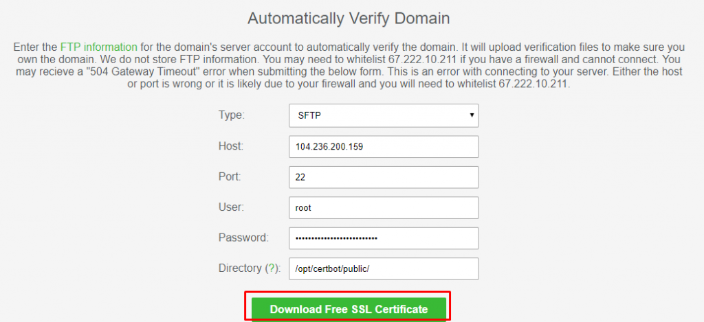 Generate SSL from sslforfree.com - SetupServer.io